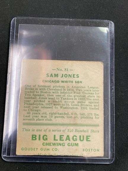 Sam Jones baseball card - Metzger Property Services LLC