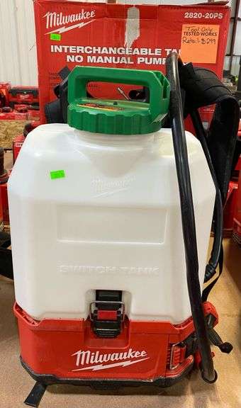 Milwaukee M18 model:2820-20PS Switch Tank 4gal Backpack Sprayer, tool ...