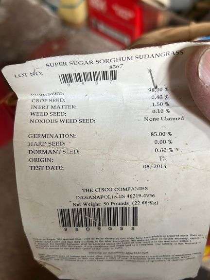 Super sugar Sorgo - Sorghum – Sudan grass hybrid seed , partial bag - Metzger Property Services LLC