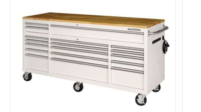 Husky 72 in. W x 24 in. D Standard Duty 18-Drawer Mobile Workbench Tool ...