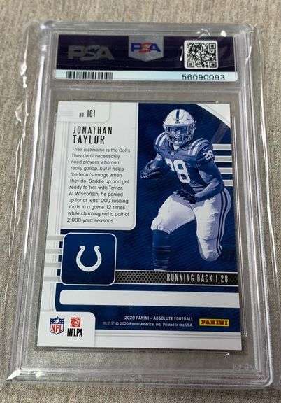 Graded 2020 Panini Absolute Jonathan Taylor Rookie Card - Metzger ...