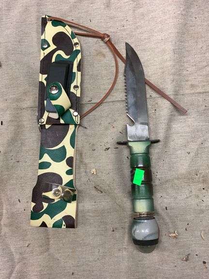 Camouflage knife with case & compass - Metzger Property Services LLC
