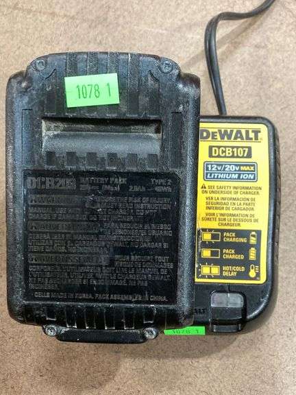 Dewalt DCB107 12/20 Volt Lithium Ion Charger and DCB203 Battery ...