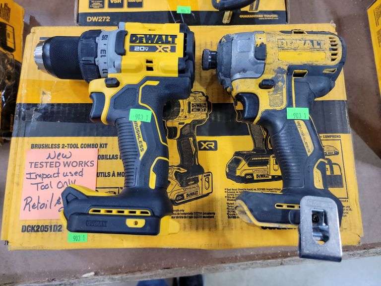Dewalt New DCD800 20V 1/2" Cordless Drill Driver and Used DCF887 1/4 ...