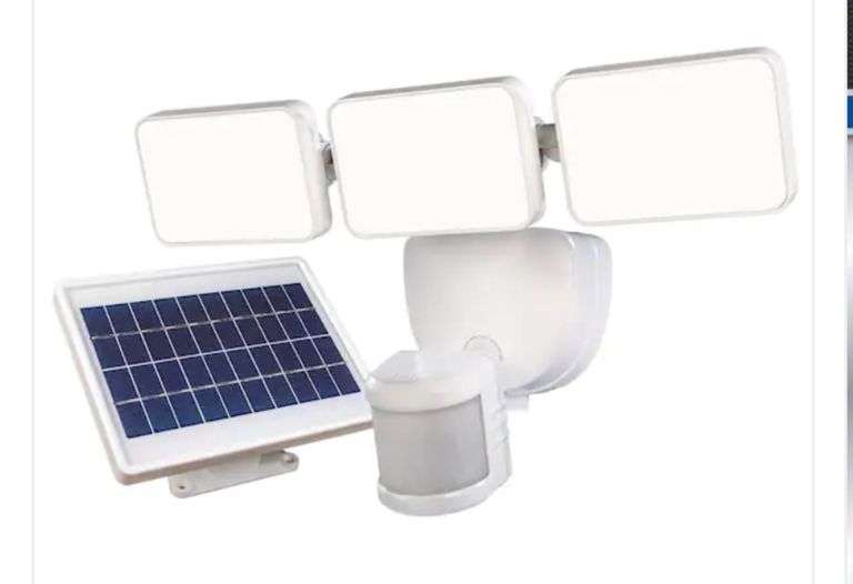 Defiant 180° 3-Head White Solar Powered Motion Outdoor Integrated LED ...
