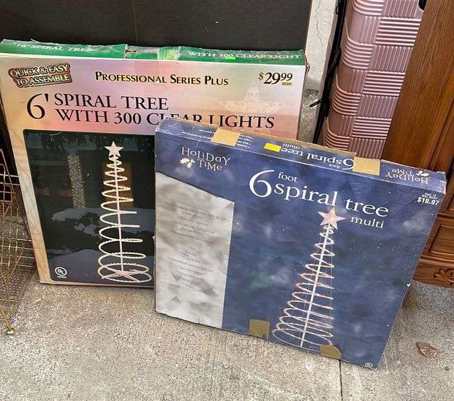 Two 6-foot spiral Christmas trees with lights - Metzger Property ...