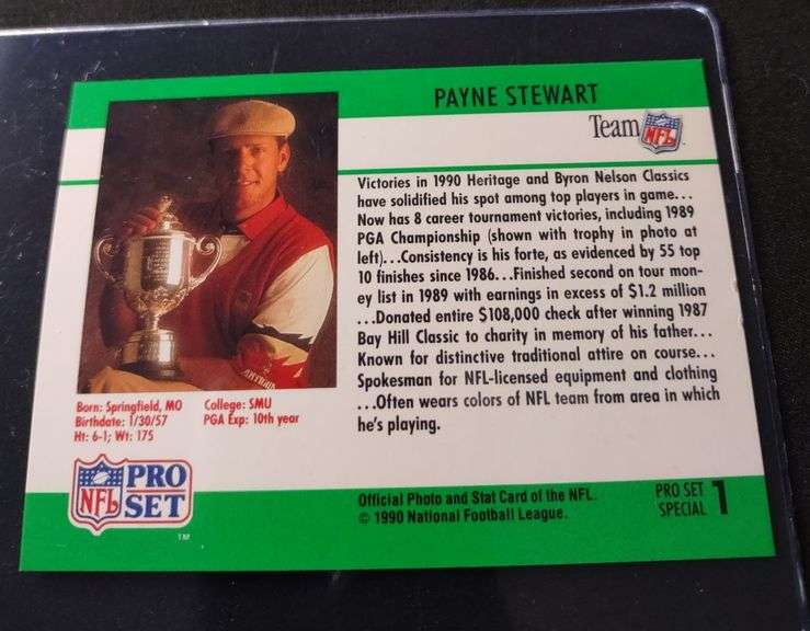 1 Payne Stewart NFL Pro Set Card - Metzger Property Services LLC