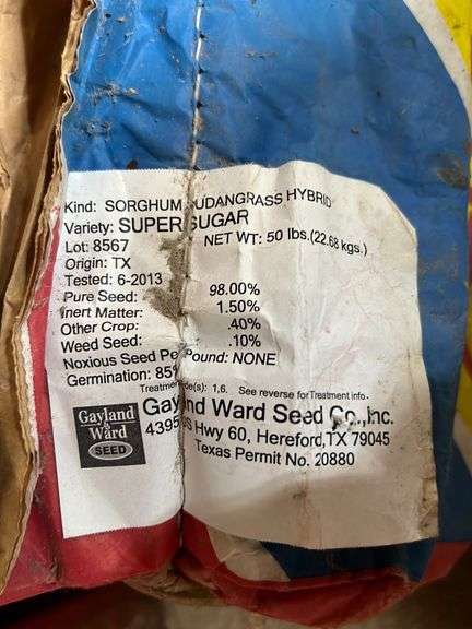 Super sugar Sorgo - Sorghum – Sudan grass hybrid seed , partial bag - Metzger Property Services LLC