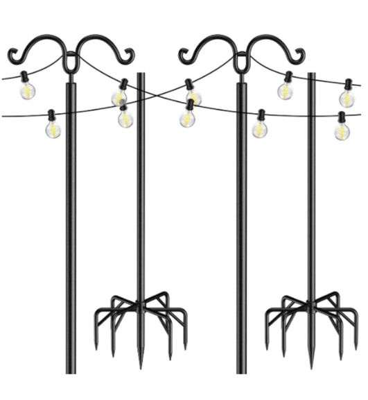 Optimech Outdoor String Light Pole 2 Pack, Light Poles for Outside ...