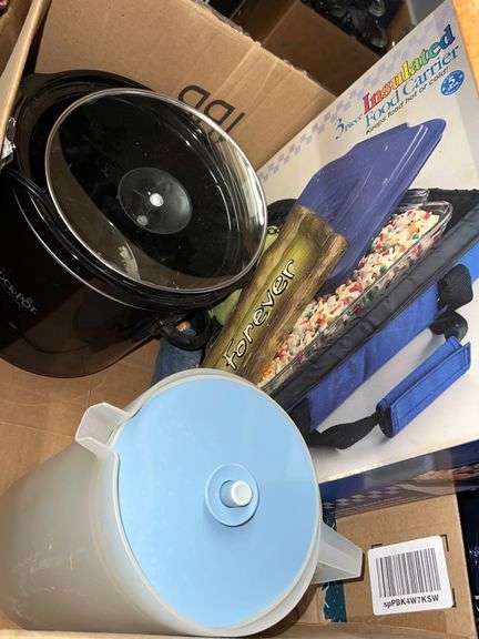 Crock pot, Tupperware Pitcher, 3-piece Insulated Food Cartier, Board ...