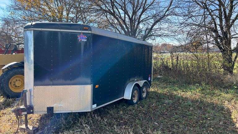 2002 US Cargo Aero-wedge trailer with contents ,7’x14’ with Vnose ...