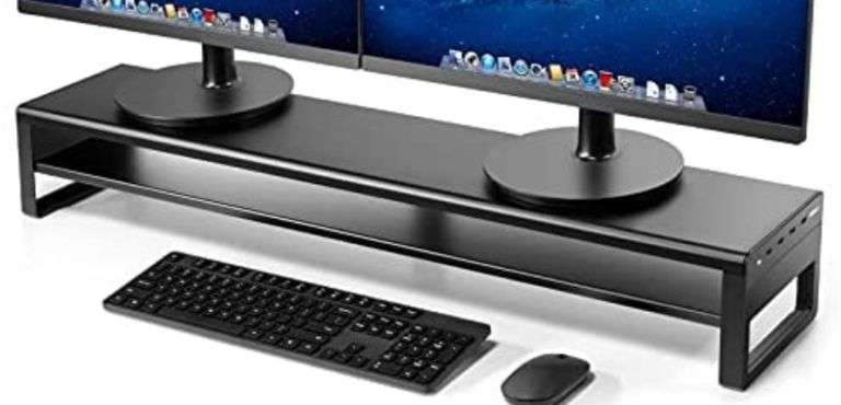 Vaydeer 2 Tiers Dual Monitor Stand USB 3.0 Aluminum, Monitor Stand Only ...