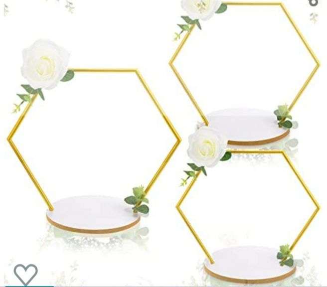 Hexagonal Wedding Arch Cake Stand Hexagon Floral Centerpieces Display ...