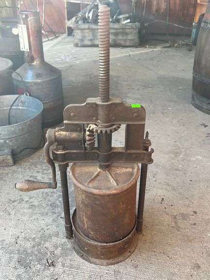 Cast iron lard press / sausage stuffer , 8quart , 8 inch diameter 29 ...