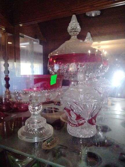 Ruby flash candy dishes and jelly jar - Metzger Property Services LLC