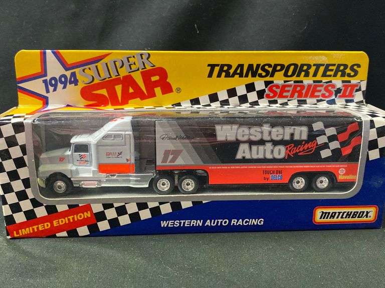 1994 matchbox super star transporter western auto racing Darrell ...