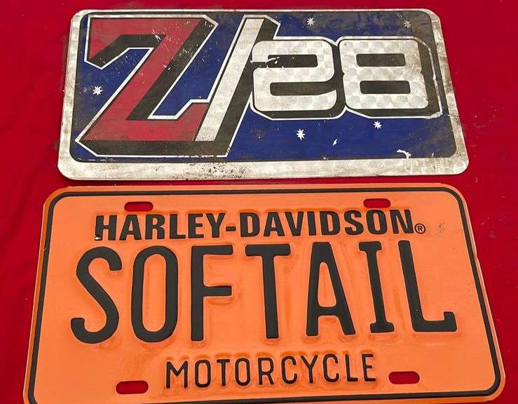 2 Metal License Plates Harley Davidson & Z/28 - Metzger Property ...