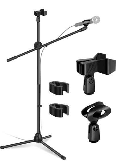 InnoGear Microphone Stand, Foldable Tripod Boom Stand Adjustable Height Heavy Duty Mic Boom ...