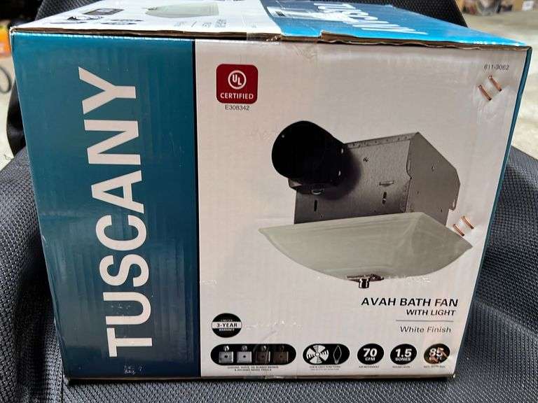 Tuscany AVAH Bath Fan with Light NIB - Metzger Property Services LLC