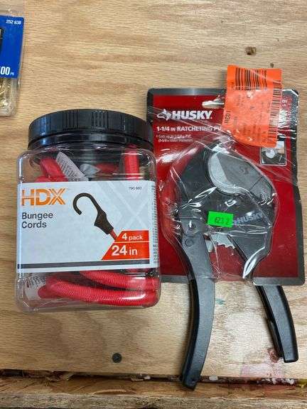 Husky 1-1/4” Ratchetif PVC Cutter and HDX Bungee Cords - Metzger ...