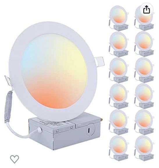 Recessed Light 6-inch 12 Pack LED Downlight with Junction Box, 3000k ...