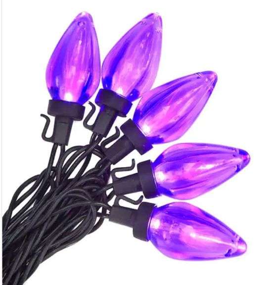 Home Accents Model:1007455098 16’ 25 Purple Transparent C9 LED Lights ...