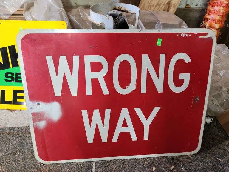 Wrong Way Metal information sign 24x18 - Metzger Property Services LLC