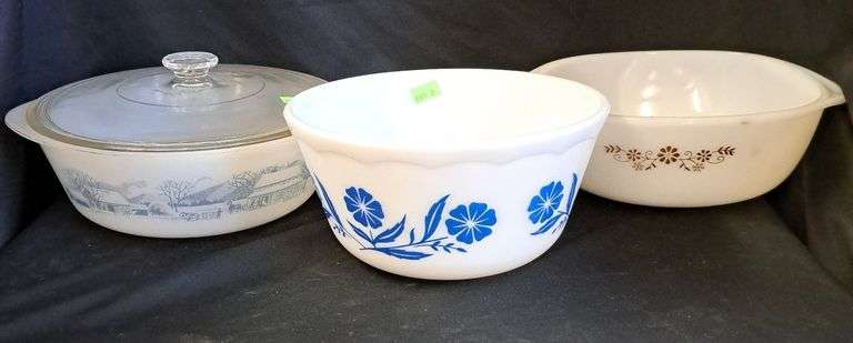 Glasbake dish with lid 2 qt, Dynaware dish, bowl 3.75 in tall - Metzger ...
