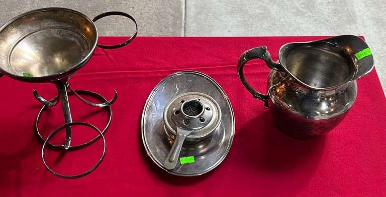 Silver plate pitcher, stand, tray and burner - Metzger Property ...
