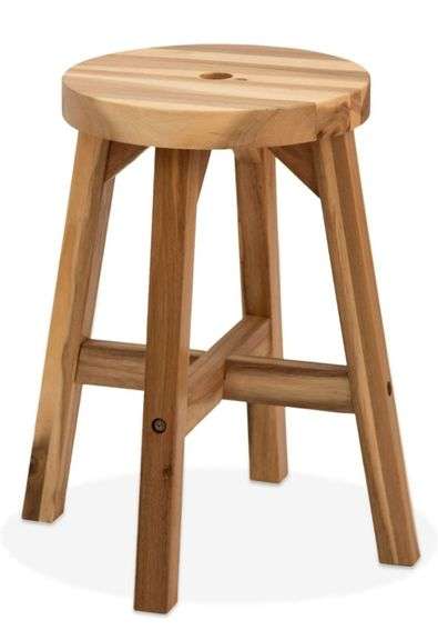 BEEFURNI Round Wooden Stool, Acacia Wood Stool 18 inch, Wood End Table ...