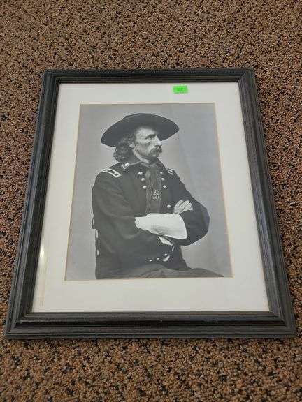 Framed George Armstrong Custer print, 8" x 10" photo in 12" x 14" frame ...