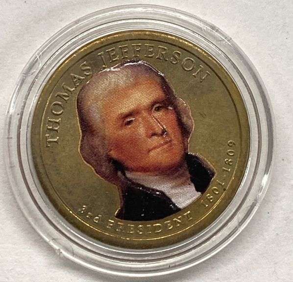 Thomas Jefferson Presidential Color $1 Coin 1801-1809 in case - Metzger ...
