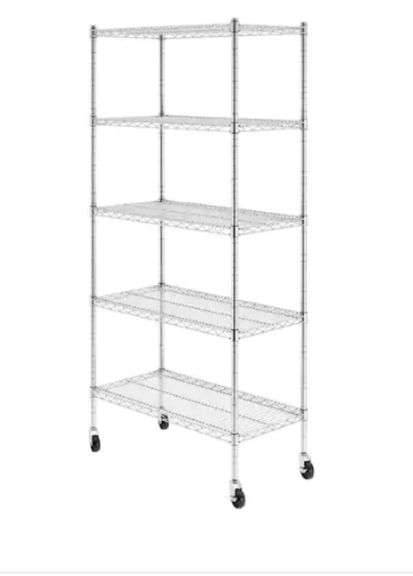HDX 72 in. H x 48in. W x 18 in. D NSF 5-Tier Wire Chrome Shelving Rack ...