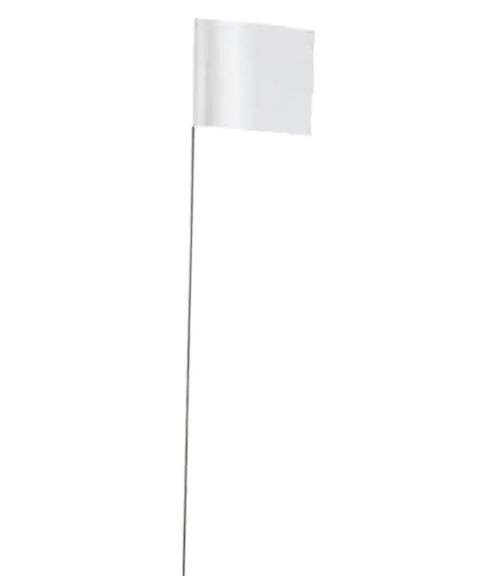 100 count 2.5”x3.5” White Stake Flags with 21” Wire Stem - Metzger ...
