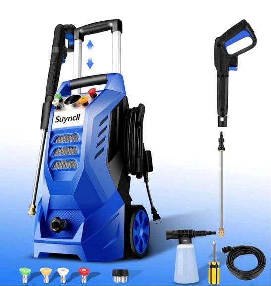Suyncll Pressure Washer 2.7GPM/1800W Motor Electric Power Washer with 4 ...