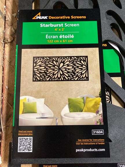 Peak Products 48 in. W x 24 in. H Starburst Black Plastic Decorative ...