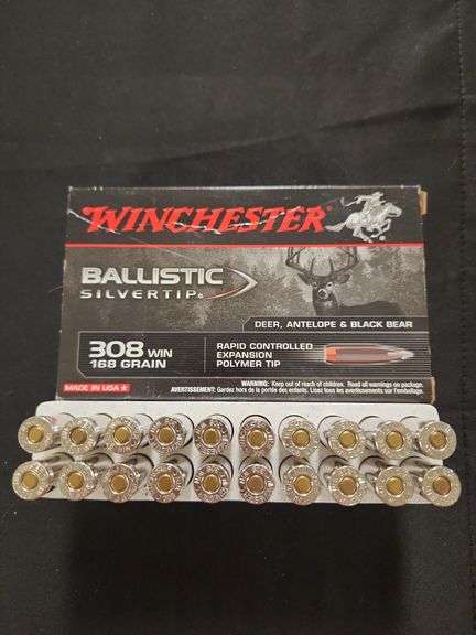 Winchester ballistic Silvertip .308 WIN 168 grain 20 count ammo ...
