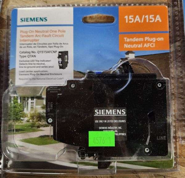 Siemens 15A/15A tandem plug on neutral AFCI circuit interrupter ...
