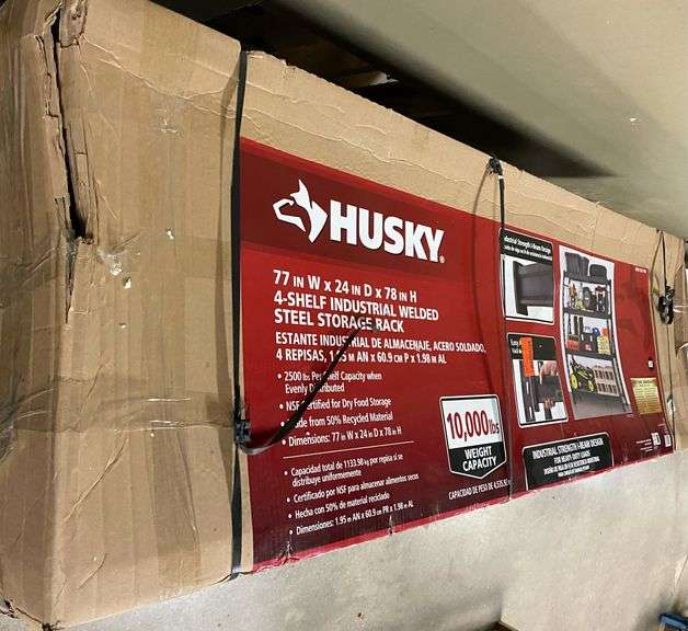 Husky Model:1004 956 918 77”x24”x78” 4-Shelf Industrial Welded Steel ...