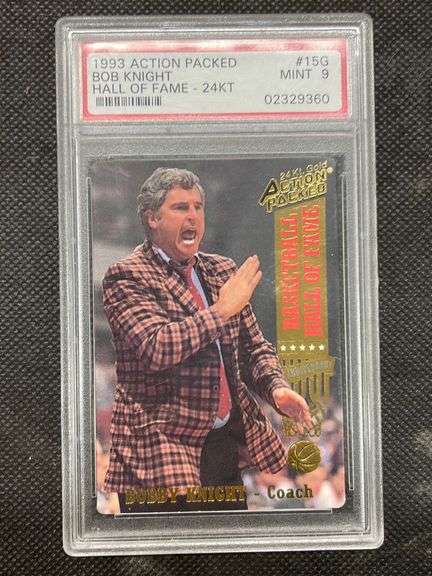 Graded 1993 Action Pack Bob Knight Hall of Fame -24KT -#15G Mint 9 ...