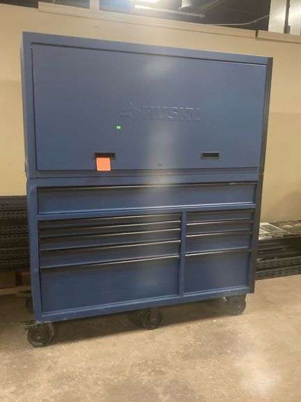 Husky 80 in. 10-Drawer Garage Workcenter, 24 in. Deep Blue Combo ...
