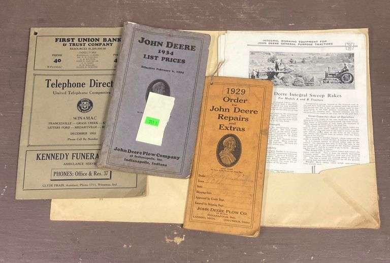 Vintage John Deere Catalog, 2- John Deere Pricing book with First Union ...