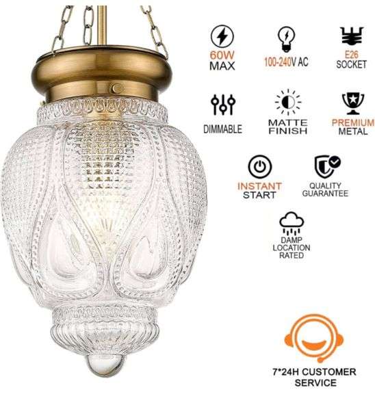 OIYIO Modern Brass Gold Glass Pendant Light for Kitchen Island Lighting ...