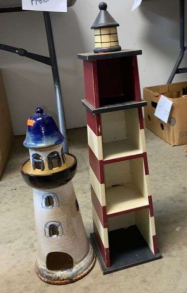 16” Lighthouse Candle Holder and 24” Wooden Lighthouse shelf - Metzger ...
