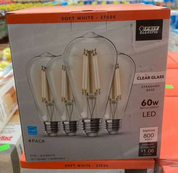Feit Electric Clear Glass 60W LED Light Bulb 4Pk - Metzger Property ...