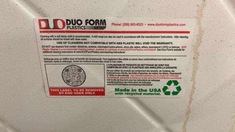 Duo Form Plastics Shower Wall 30”W x 5’L x 52” - Metzger Property ...