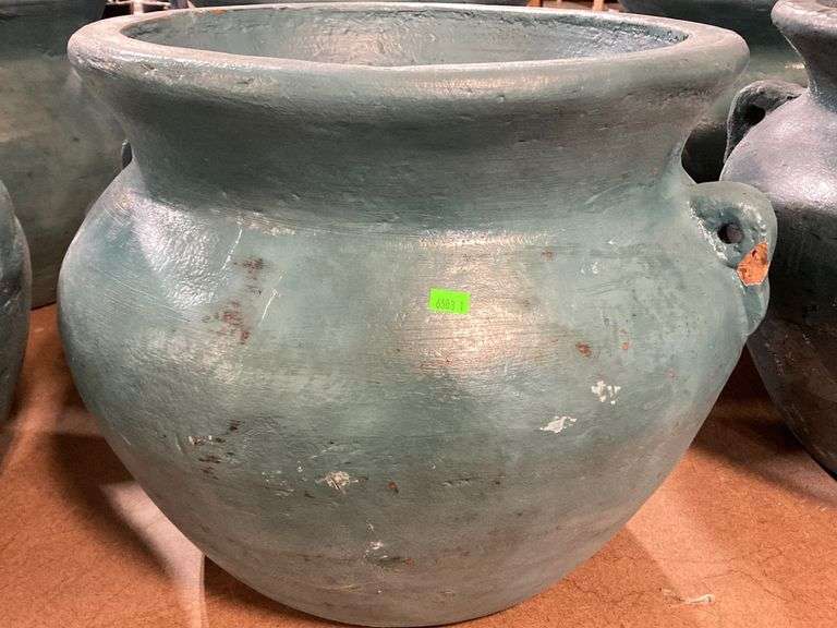 21 in. Cabo Blue Smooth Handle Clay Pot - Metzger Property Services LLC