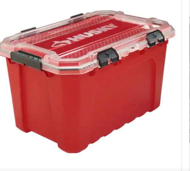 Husky 5 Gal. Professional Duty Waterproof Storage Container with Hinged ...
