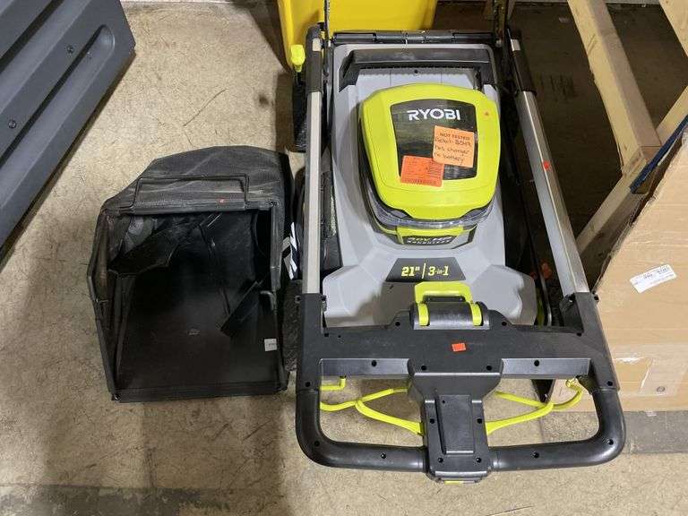 Ryobi self propelled 21 inch 3 in 1 push mover includes bagger, charger ...