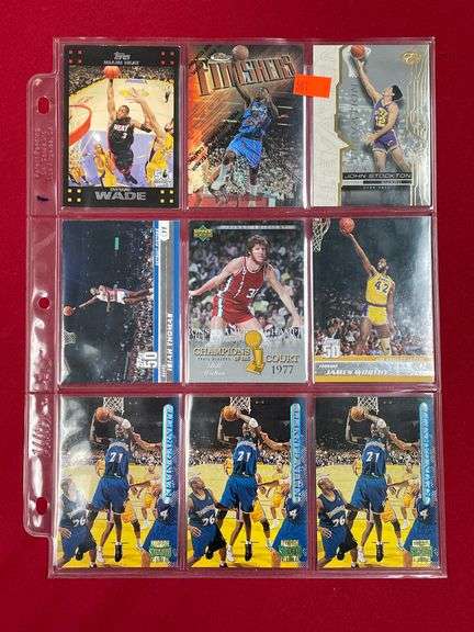 9 Assorted Basketball Cards (Dwayne Wade, Walt Williams, John Stockton ...